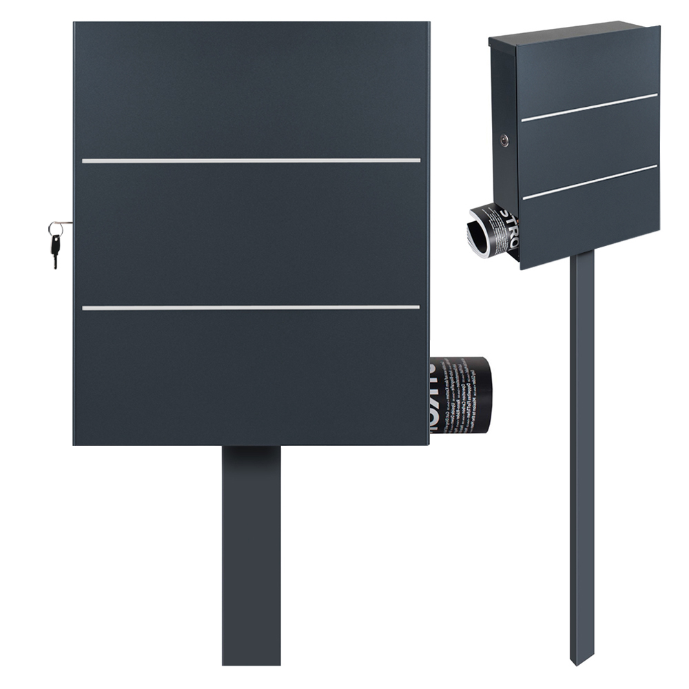 Standbriefkasten mit Zeitungsfach anthrazit (RAL 7016) MOCAVI SBox 141R ...